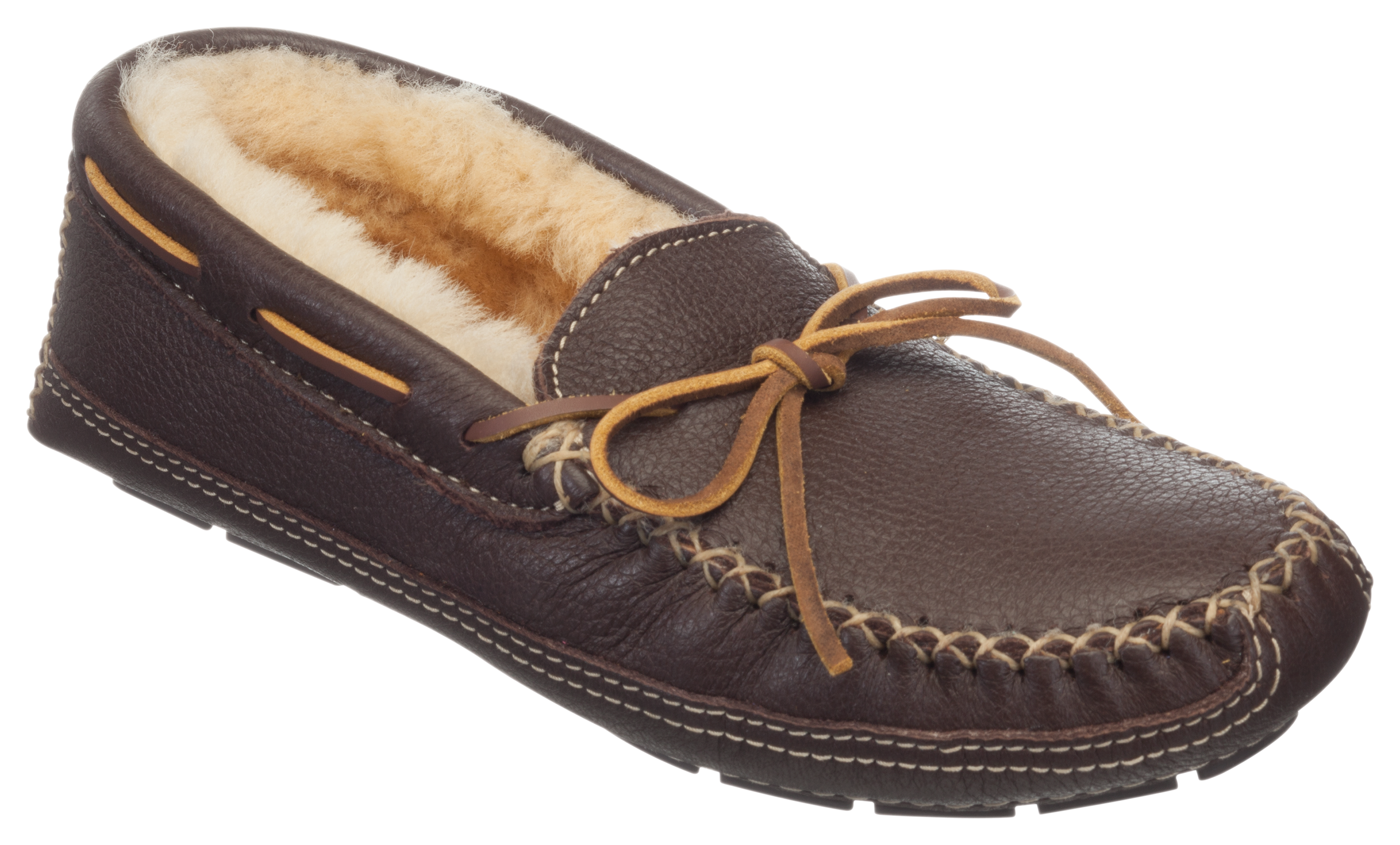 Minnetonka Moccasin Sheepskin Moose Slippers for Men - 10M | Bass Pro Shops